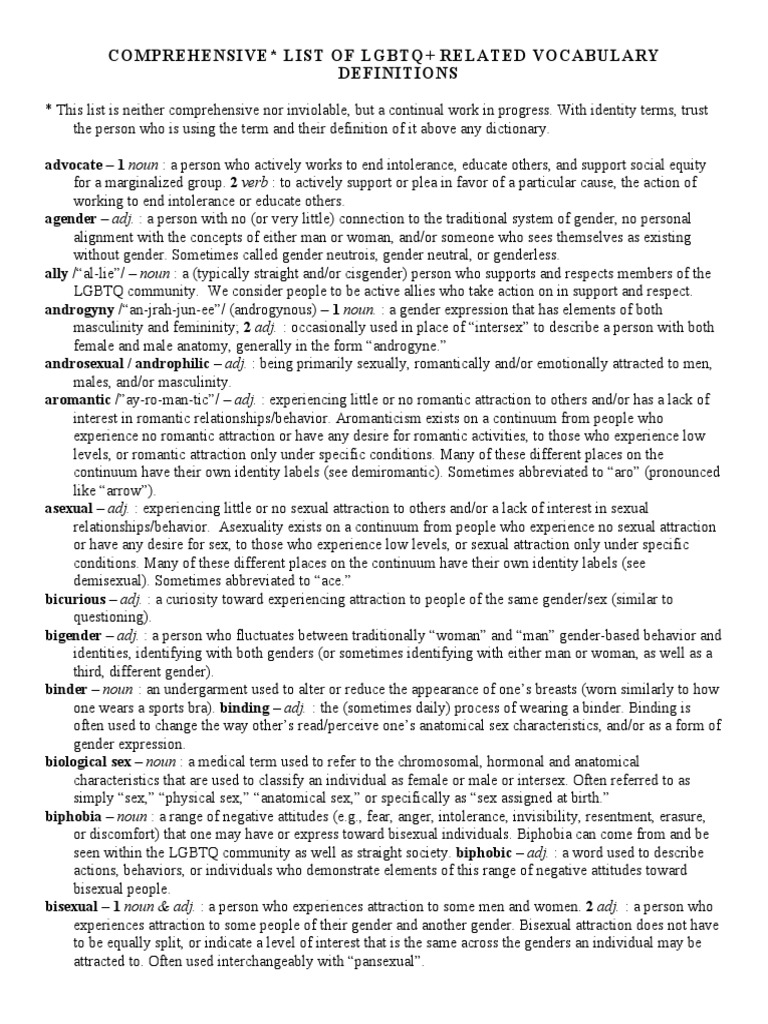 LGBTQ Vocabulary | PDF | Lgbt | LGBTQIA+ Studies