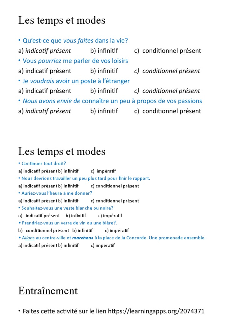 Exercices sur le conditionnel présent | PDF | Mode de vie