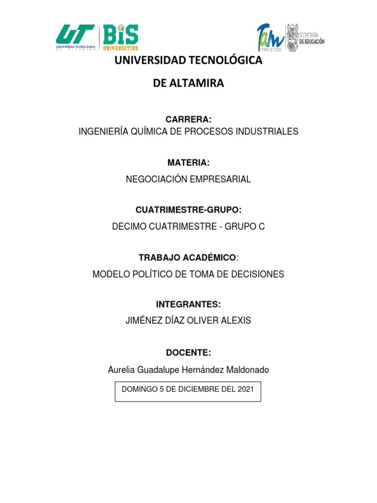 Modelo Político de Toma de Decisiones | PDF | Toma de decisiones ...