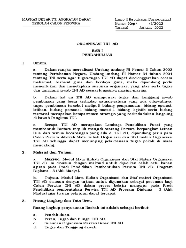 Modul Orgas Tni Ad | PDF