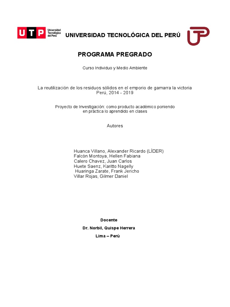Ejemplo de Estructura Del Trabajo de Investigación (1) - 1 | PDF | Residuos | Vertedero