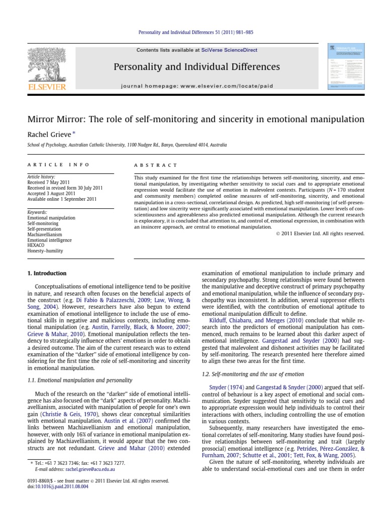 Mirror Mirror: The Role of Self-Monitoring and Sincerity in Emotional ...