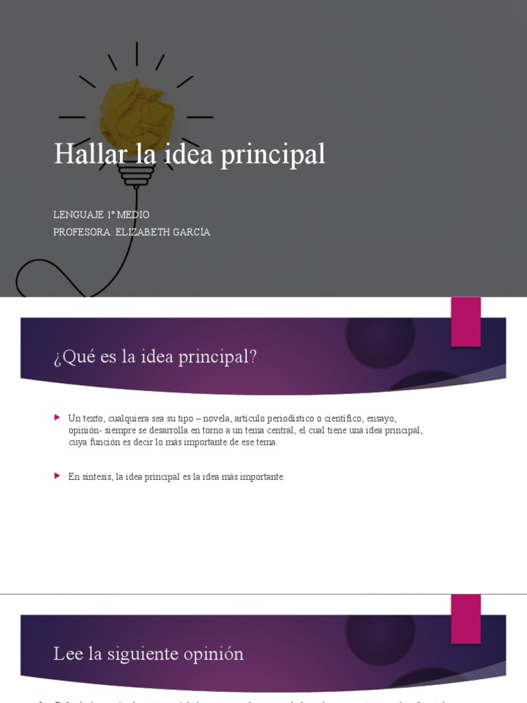 18 Agosto Ppt-Comprensic3b3n-Lectora-Hallar-La-Idea-Principal-1 | PDF