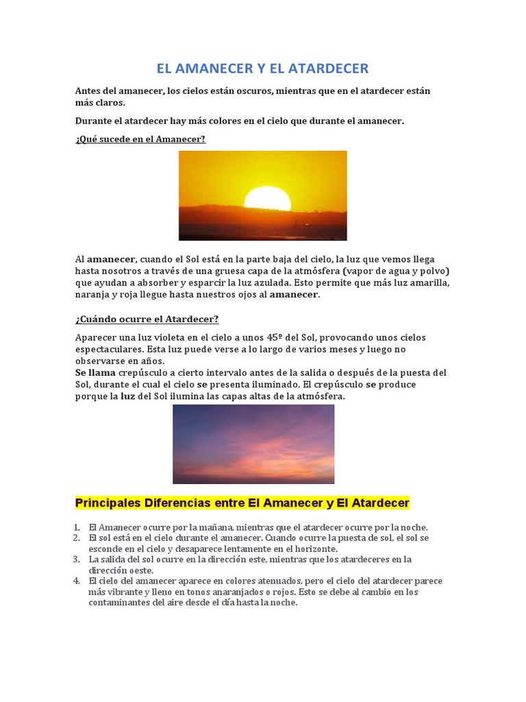 El Amanecer y El Atardecer | PDF