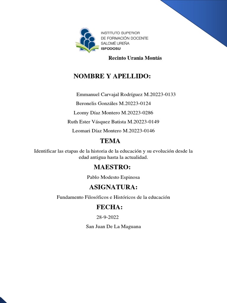 Etapas De La Historia De La Educación Y Evolución Pdf Edades Medias