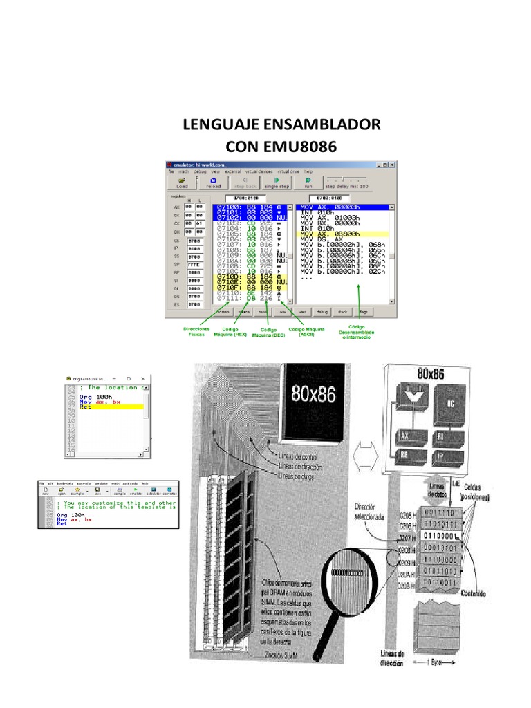 Lenguaje Ensamblador CON EMU8086 | PDF | Lenguaje ensamblador | Microprocesador