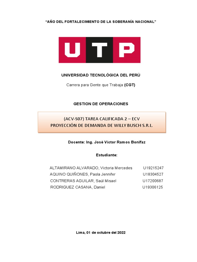 (ACV-S07) Tarea Calificada 2 - ECV | PDF | Calidad (comercial) | Business