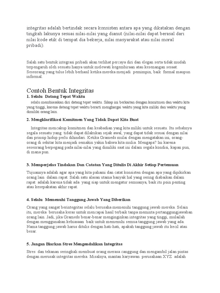 Pentingnya Integritas Pribadi | PDF | Karier & Perkembangan | Bisnis