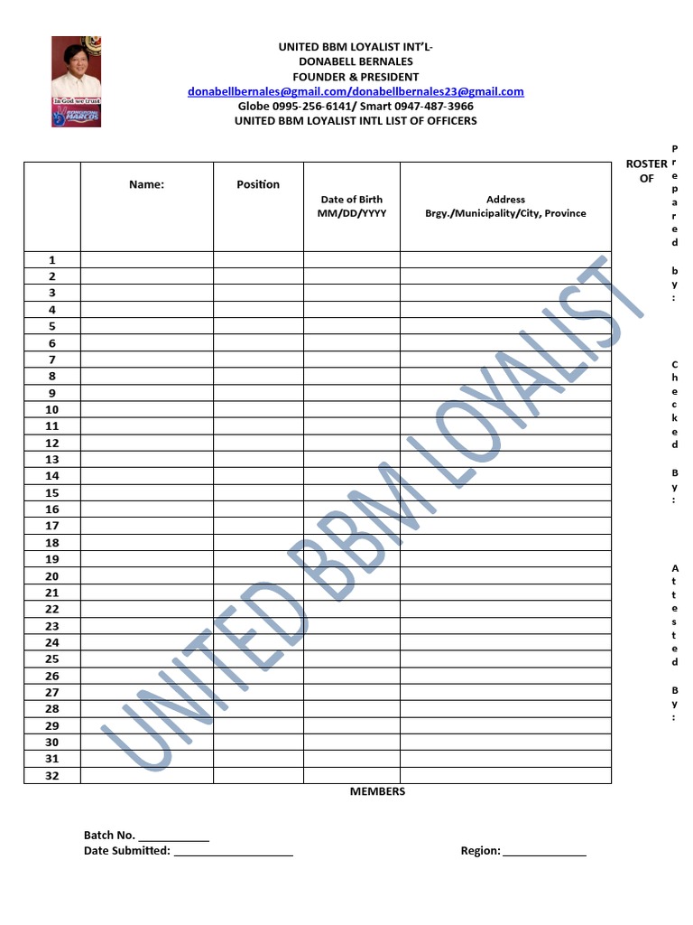 Roster List 2 New1 | PDF