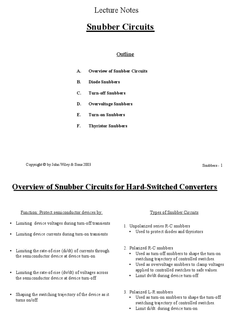 Snubber Circuits | PDF | Electrical Circuits | Electrical Engineering