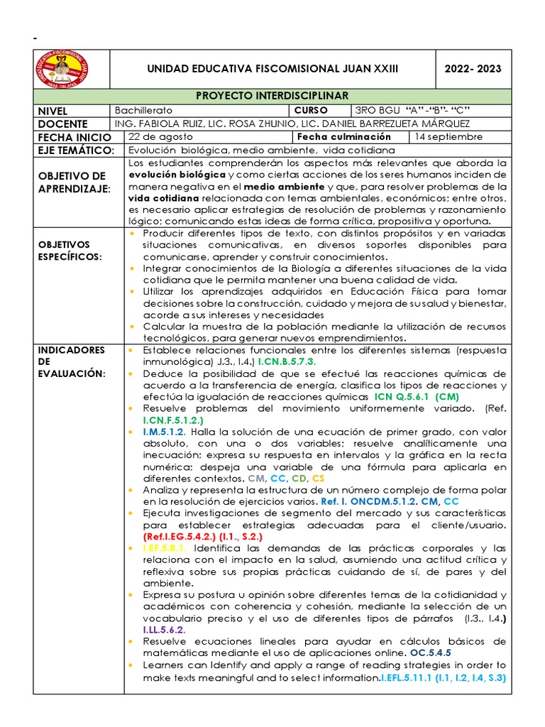 Proyecto - Ii Parcial - 3ro Bgu | PDF | Sistema inmune | Función (Matemáticas)