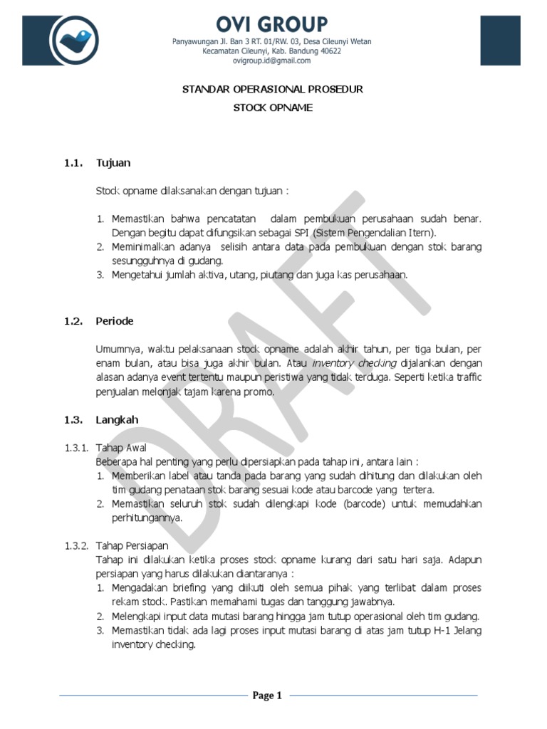 SOP Stock Opname | PDF
