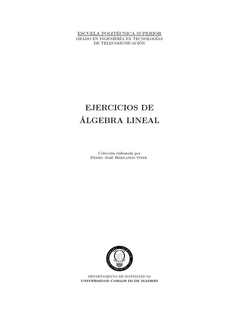 Ejer Alg Es | PDF | Espacio vectorial | Sistema de ecuaciones lineales