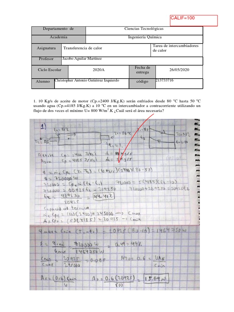 TAREA de Intercambiadores de Calor Christopher | PDF | Intercambiador de calor | Calor