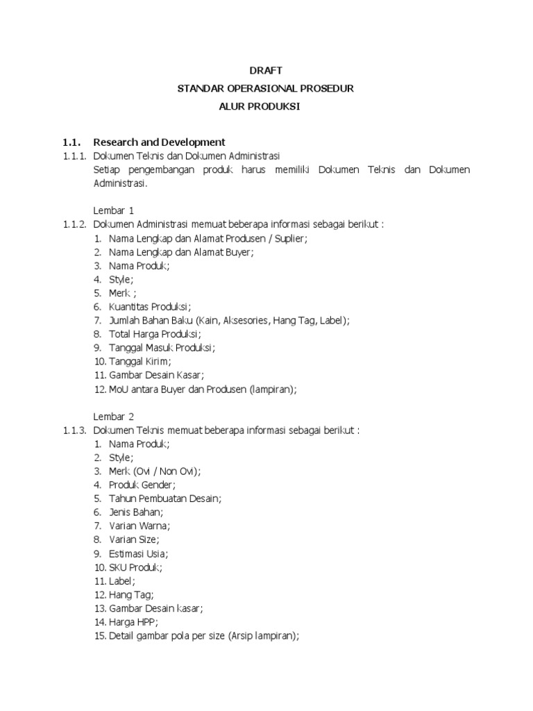 Draft SOP Produksi | PDF
