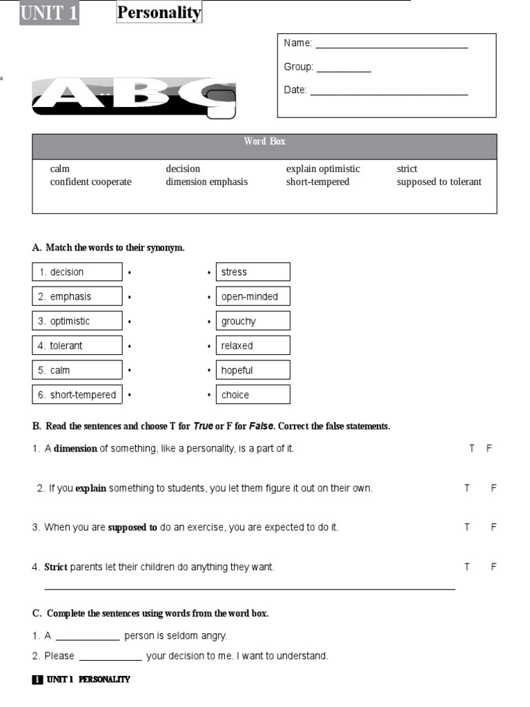 Activity 4 Workbook-Personality | Download Free PDF | Cognitive Science ...