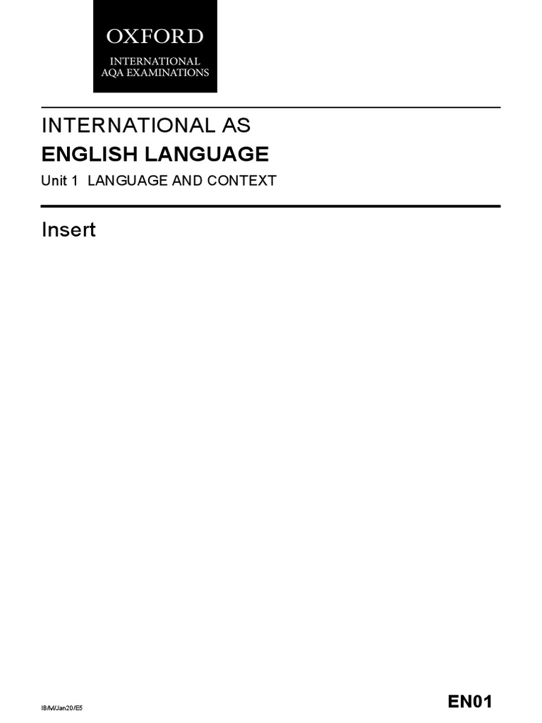 As English Language Unit 1 Insert Jan20 | PDF