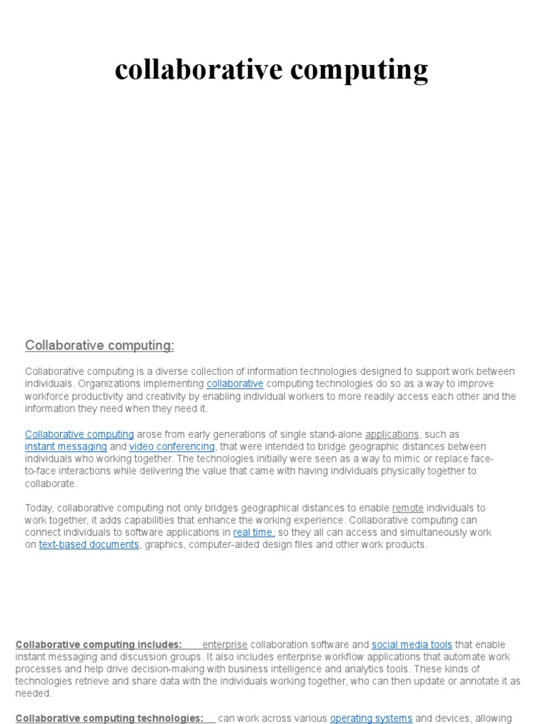 Lec 21 Collaborative Computing | PDF | Computing | Collaboration