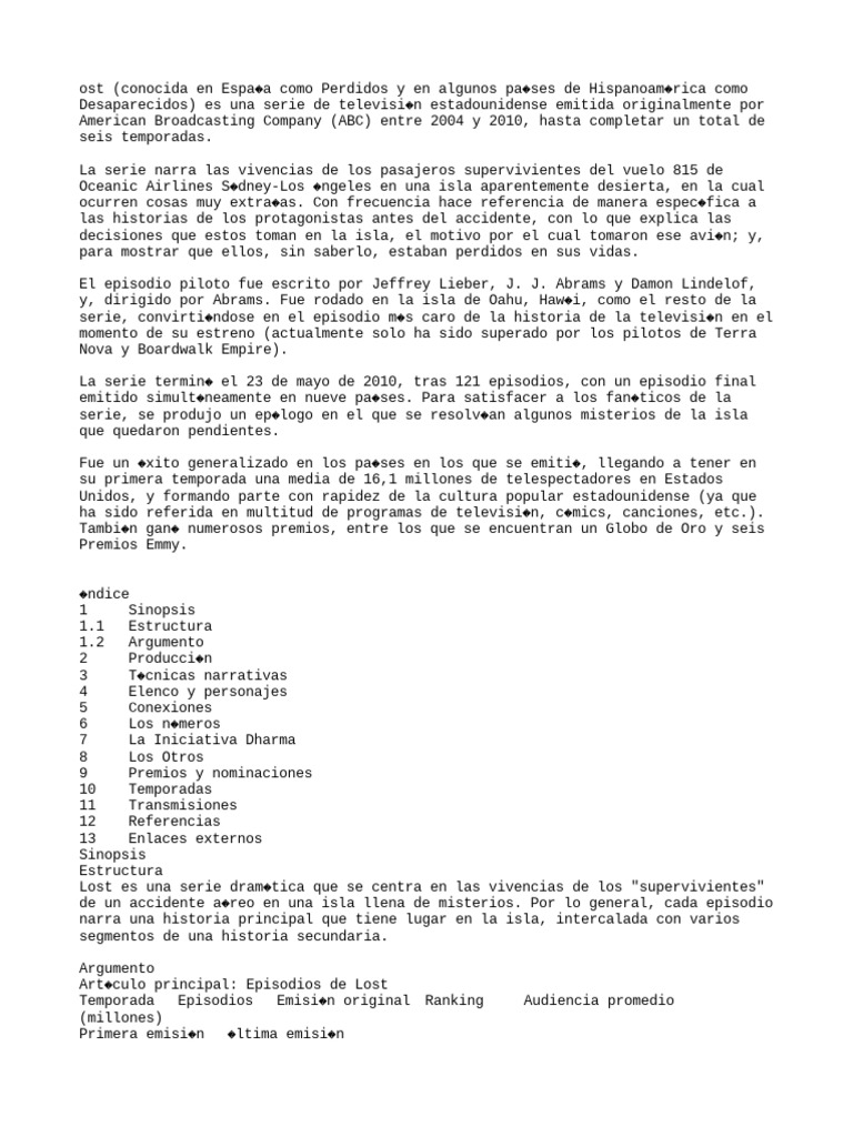 Análisis de la serie Lost: trama y personajes | PDF | Serie de ...