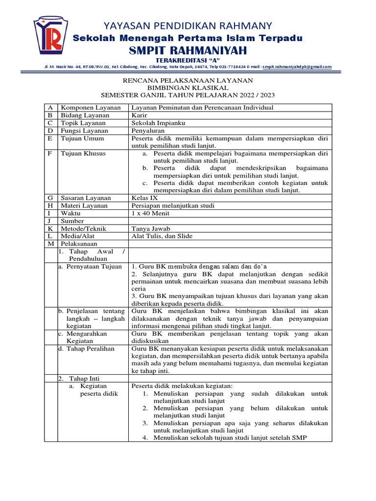 RPL Bimbingan Klasikal | PDF