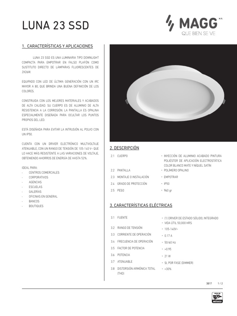 Ficha Tecnica Luminaria Magg | Descargar gratis PDF | Diodo emisor de luz | Ingeniería de ...