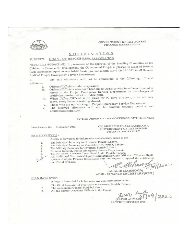 SSF Orders - PDF - Rescue Risk Allowance | PDF