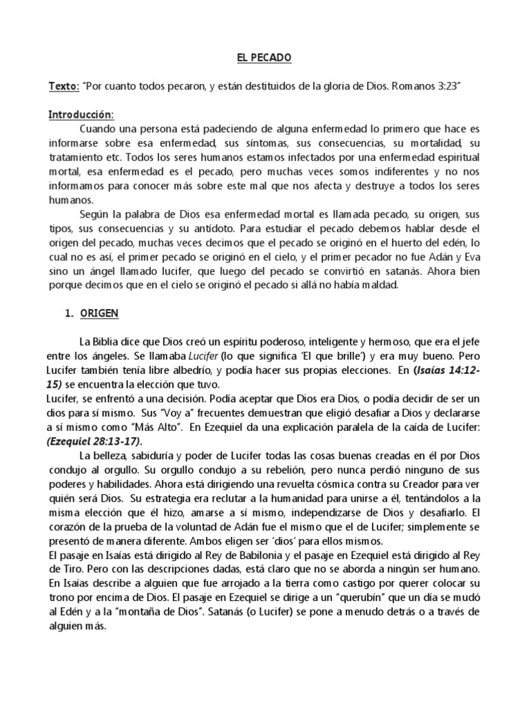 Origen y Consecuencias del Pecado | PDF | Pecado | Lucifer