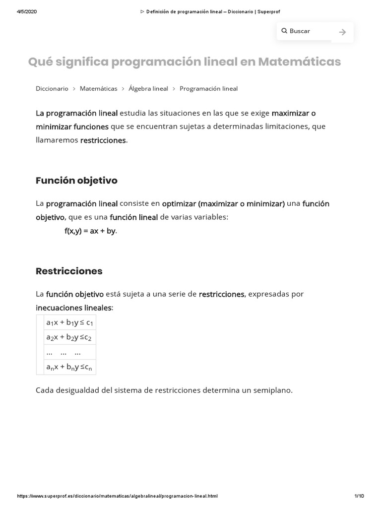 Programación Lineal | PDF | Programación lineal | Algoritmos Programación Lineal | PDF | Programación lineal | Algoritmos