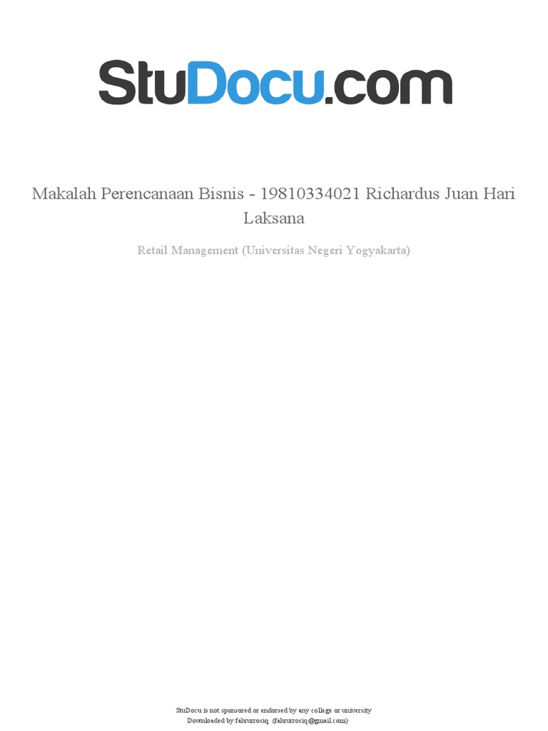 Makalah Perencanaan Bisnis 19810334021 Richardus Juan Hari Laksana | PDF