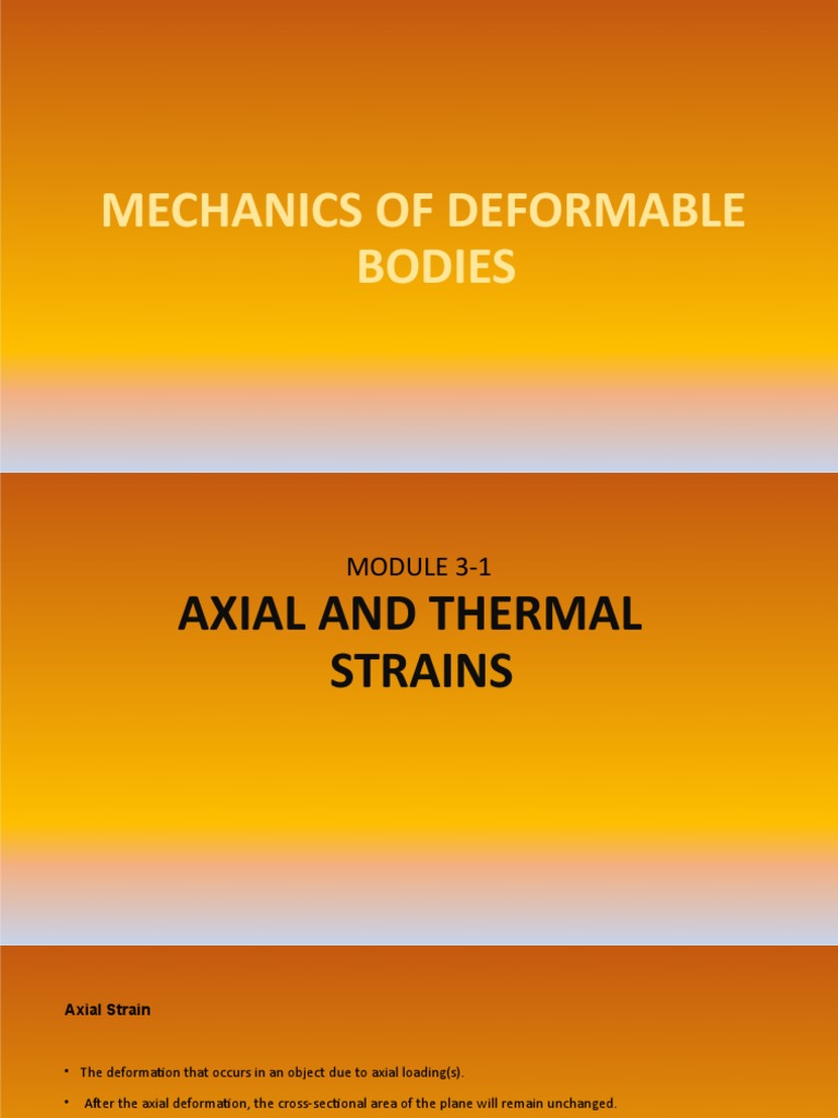 Module 3-2 Axial and Thermal Strains | PDF | Deformation (Engineering) | Rotation Around A Fixed ...