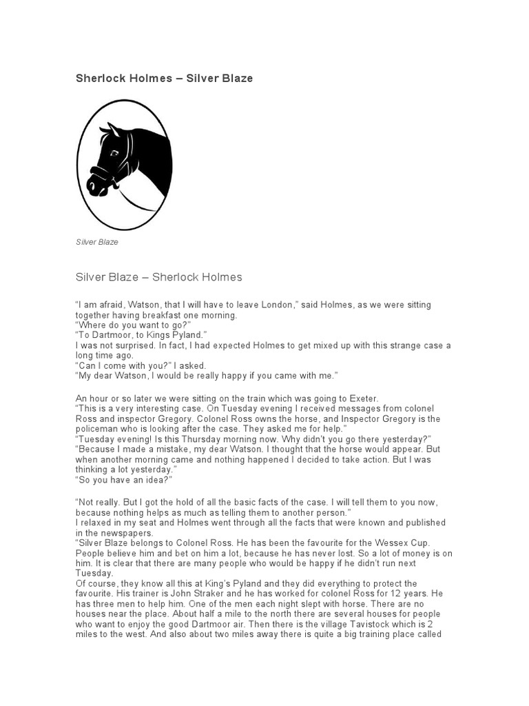 Sherlock Holmes-Silver Blaze | PDF | The Adventure Of Silver Blaze