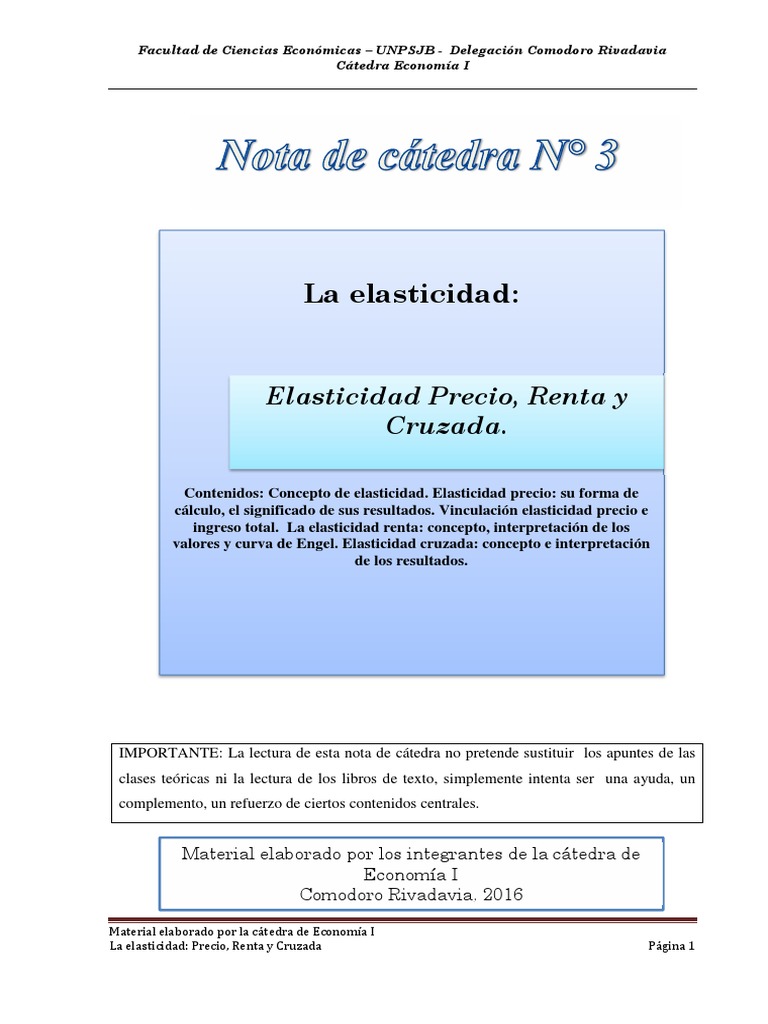 Economía I - Nota de Cátedra 3 Elasticidad | PDF | Elasticidad (economía) | La elasticidad ...