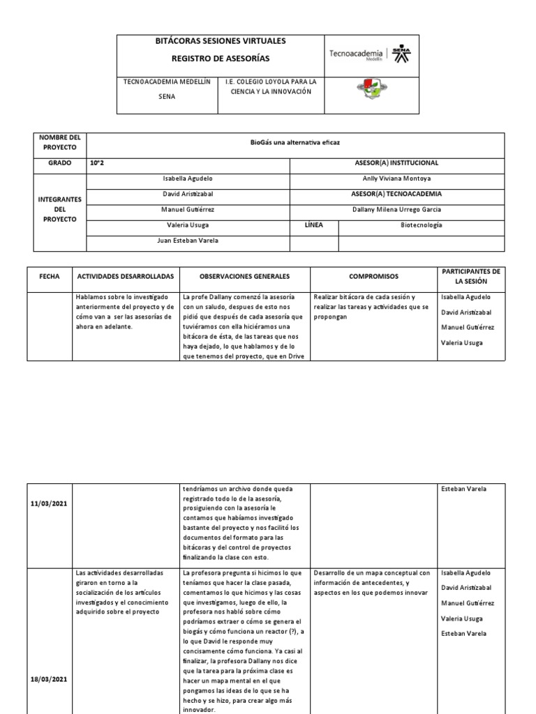 Bitácora | PDF | Biogás | Biología