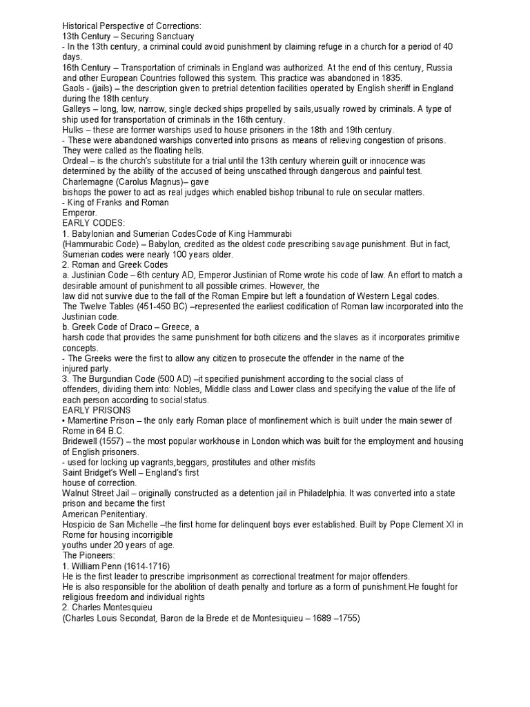 Historical Perspective of Corrections | PDF | Prison | Detention (Imprisonment)