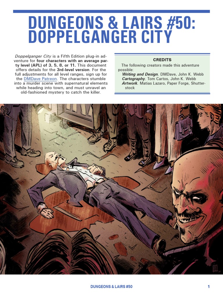 DMDave - Dungeons & Lairs 50 - Doppelganger City - Free Version | PDF ...