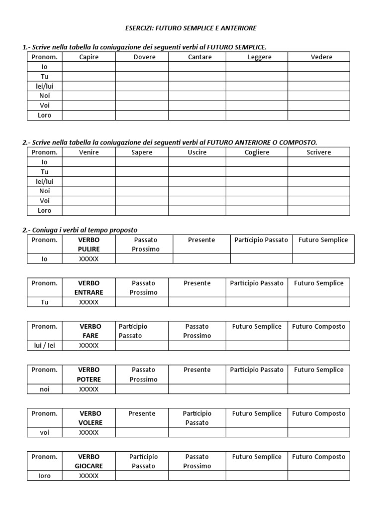B4 Ficha 5 Esercizi Futuro Semplice e Composto | PDF