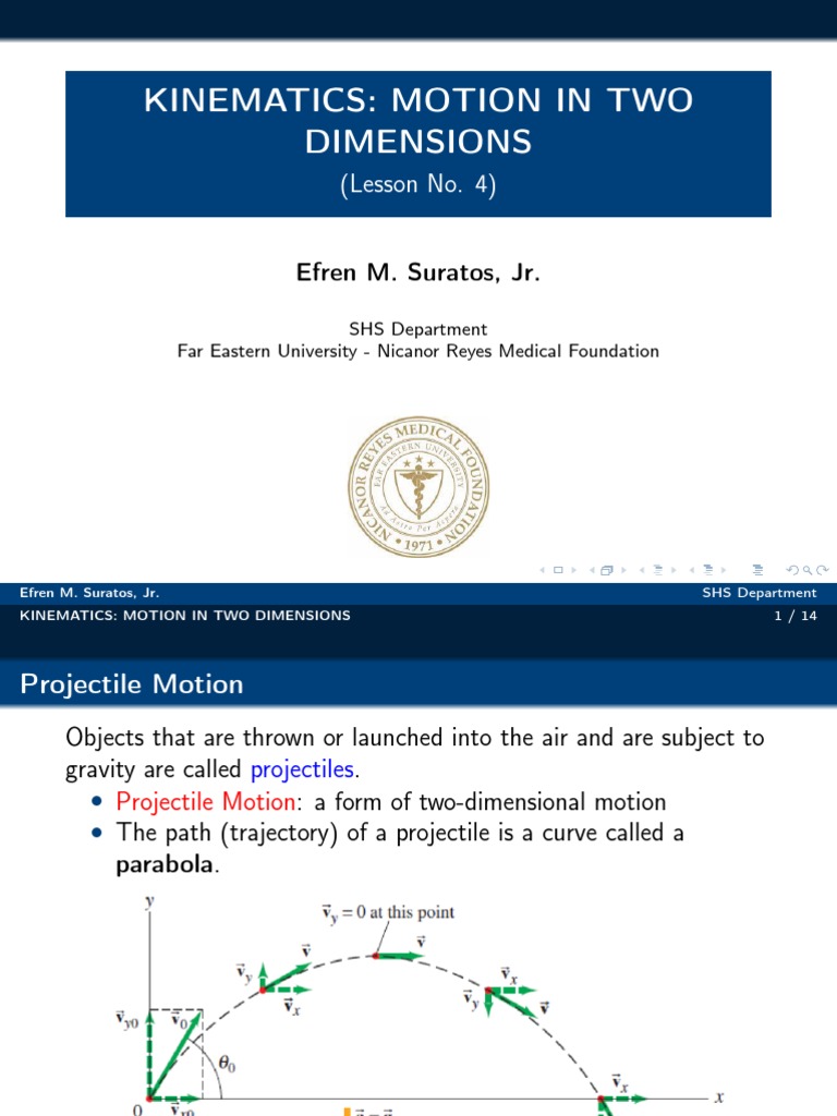 Physics 1 Lesson 4 - Kinematics (Motion in Two Dimensions) | PDF