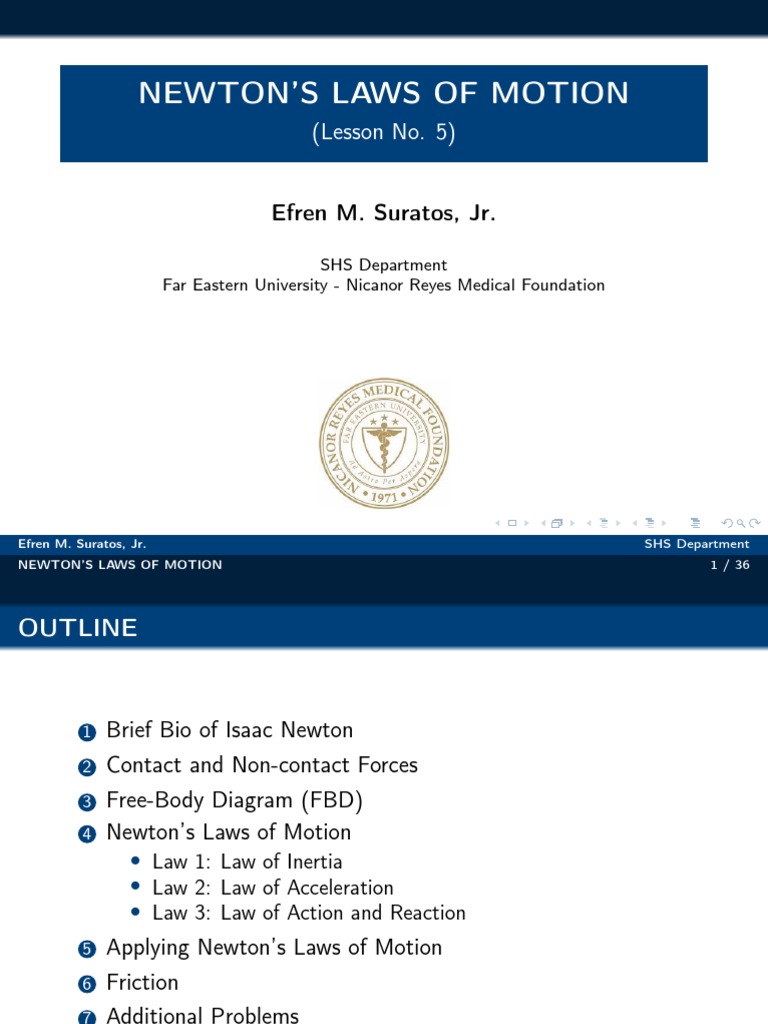 Physics 1 Lesson 5 - Newton's Laws of Motion | PDF