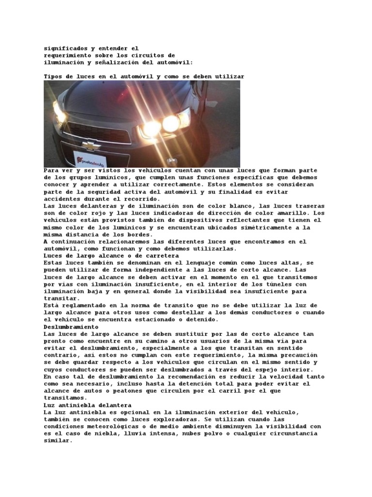 Los tipos de luces en el automóvil y sus funciones: Un ordenamiento lógico de las principales ...