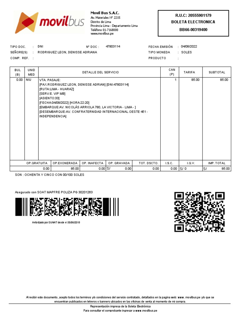 Boleta Electrónica | PDF