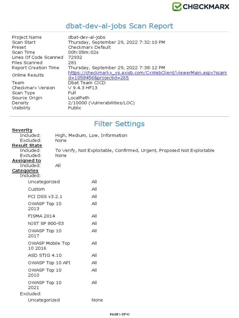 Checkmarx Scan Report Overview | PDF | Authentication | Cybercrime