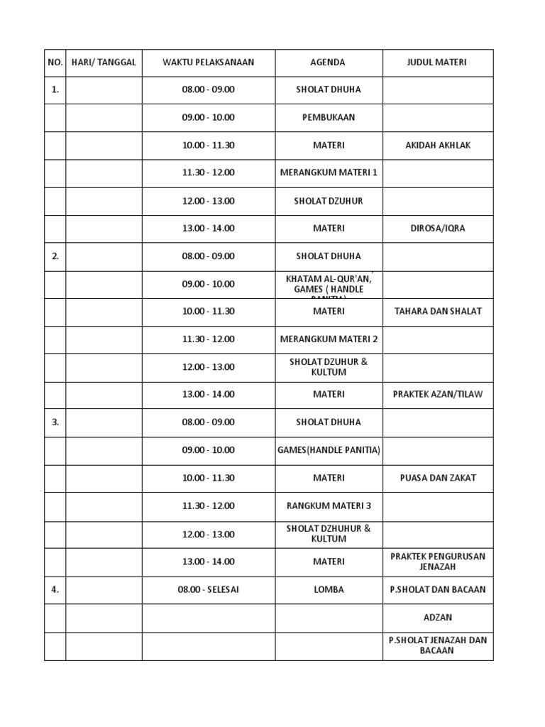Skejul Kegiatan | PDF