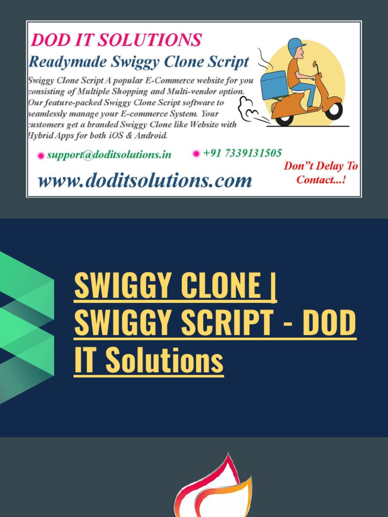 Readymade Best Swiggy Clone Script - DOD IT Solutions | PDF | Software | Software Development