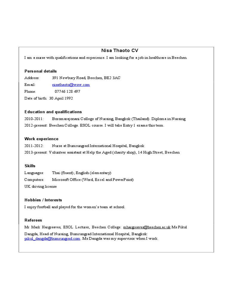 Nisa Thaoto CV | PDF