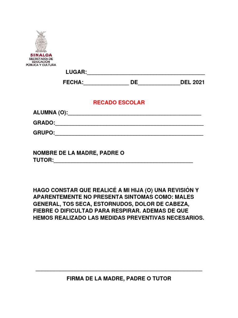 Recado Escolar | PDF