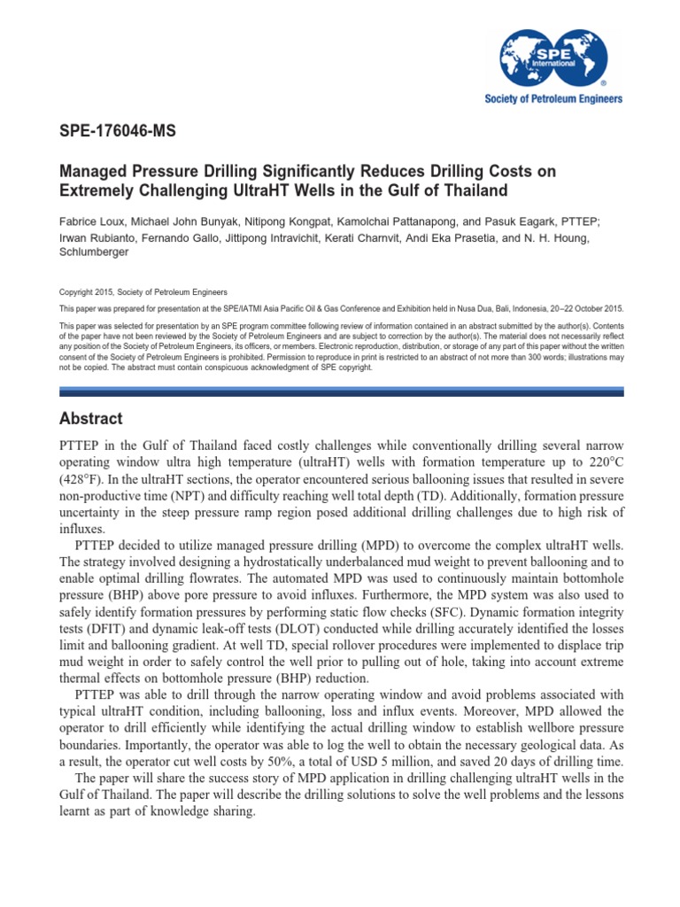 Managed Pressure Drilling Thailand | PDF