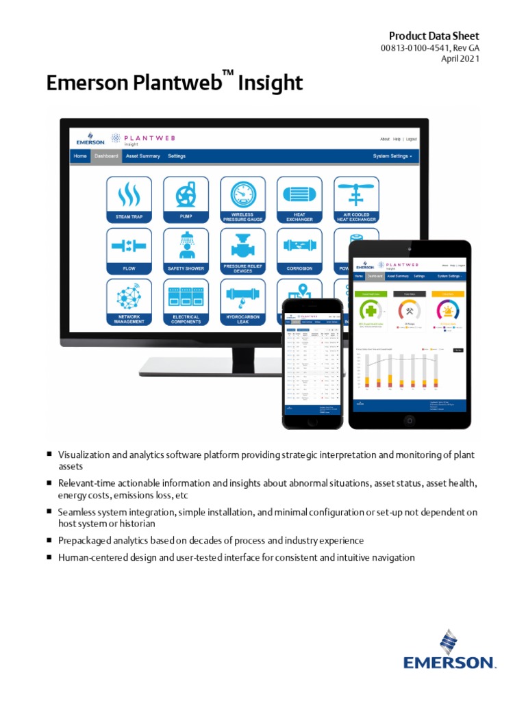 Product Data Sheet Emerson Plantweb Insight en 178002 | PDF | Application Software | Analytics