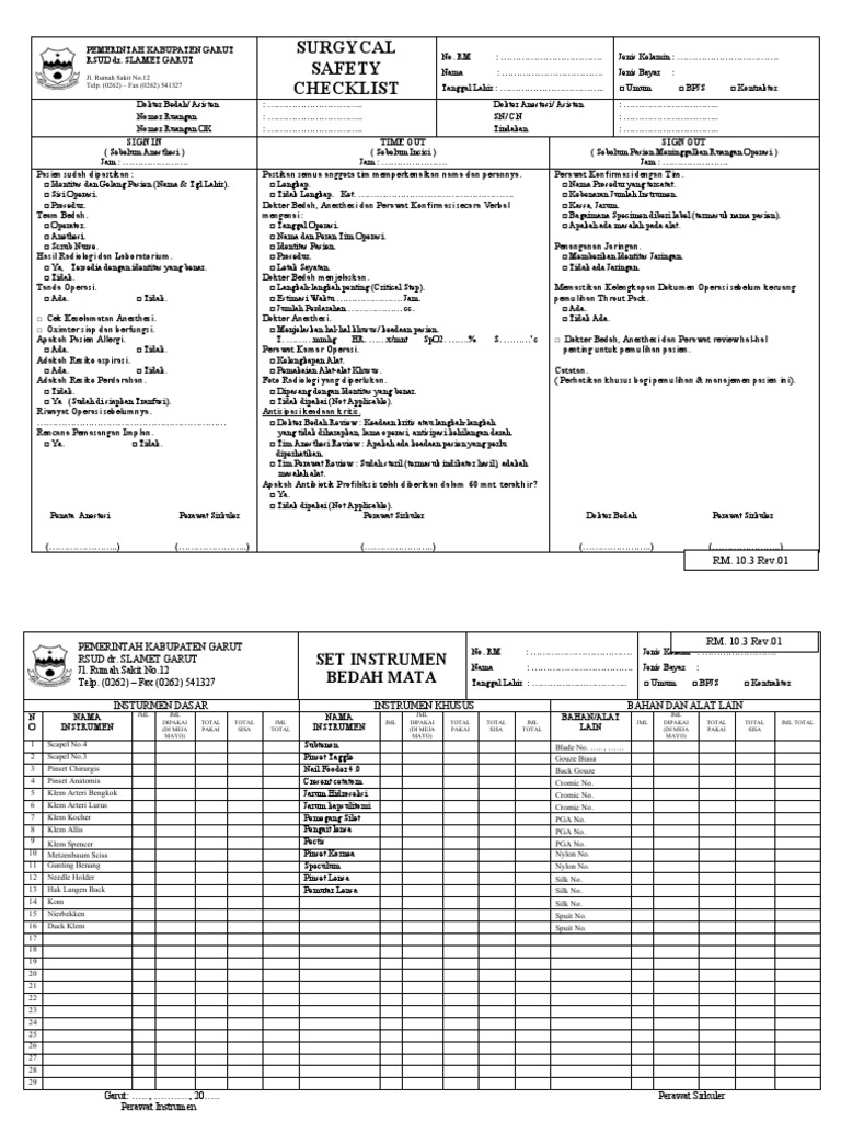 A. 16 Akre RM 10.3 Rev 0.1surgical Safety Checklist Mata | PDF