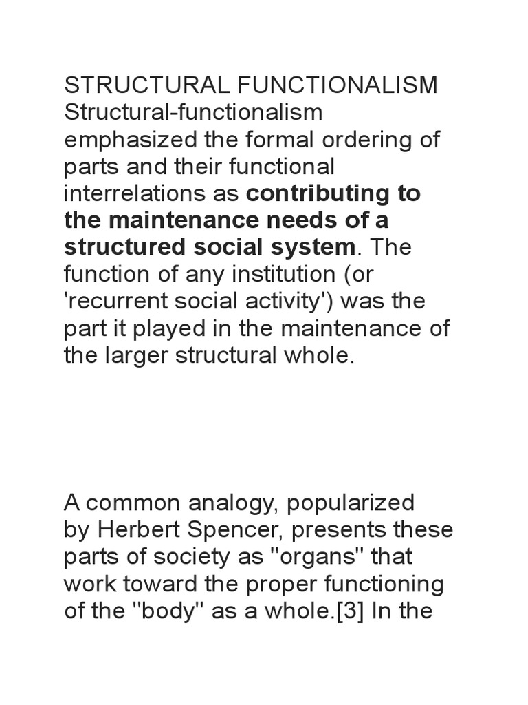 Structural Functionalism | PDF | Émile Durkheim | Behavioural Sciences