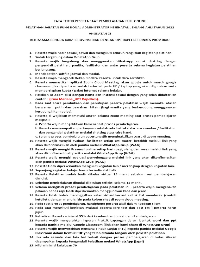 Tata Tertib Peserta Pelatihan | PDF | Bisnis | Komputer